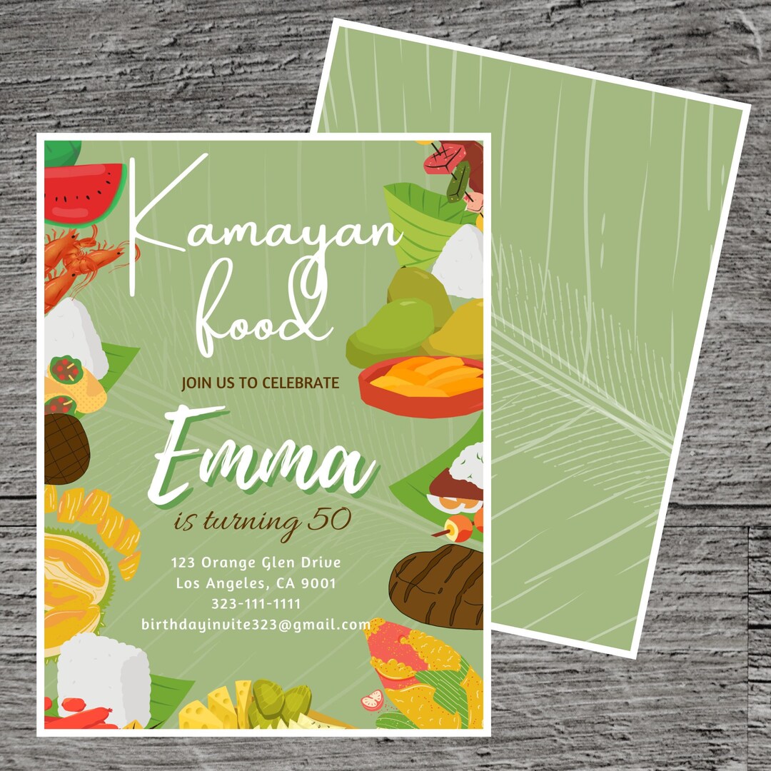 Kamayan Dinner Birthday Party Invitation, Menu Asian Filipino Meal ...
