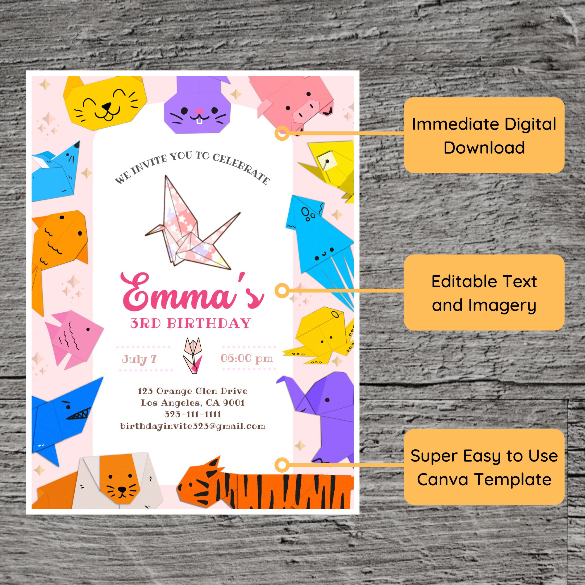 Origami Birthday Party Invitation, Art Paper Crane Folding Paper ...