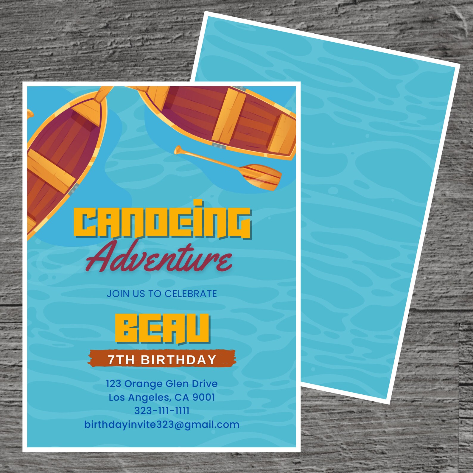 Canoeing Adventure for Beau Theme Birthday Party Invitation Template ...