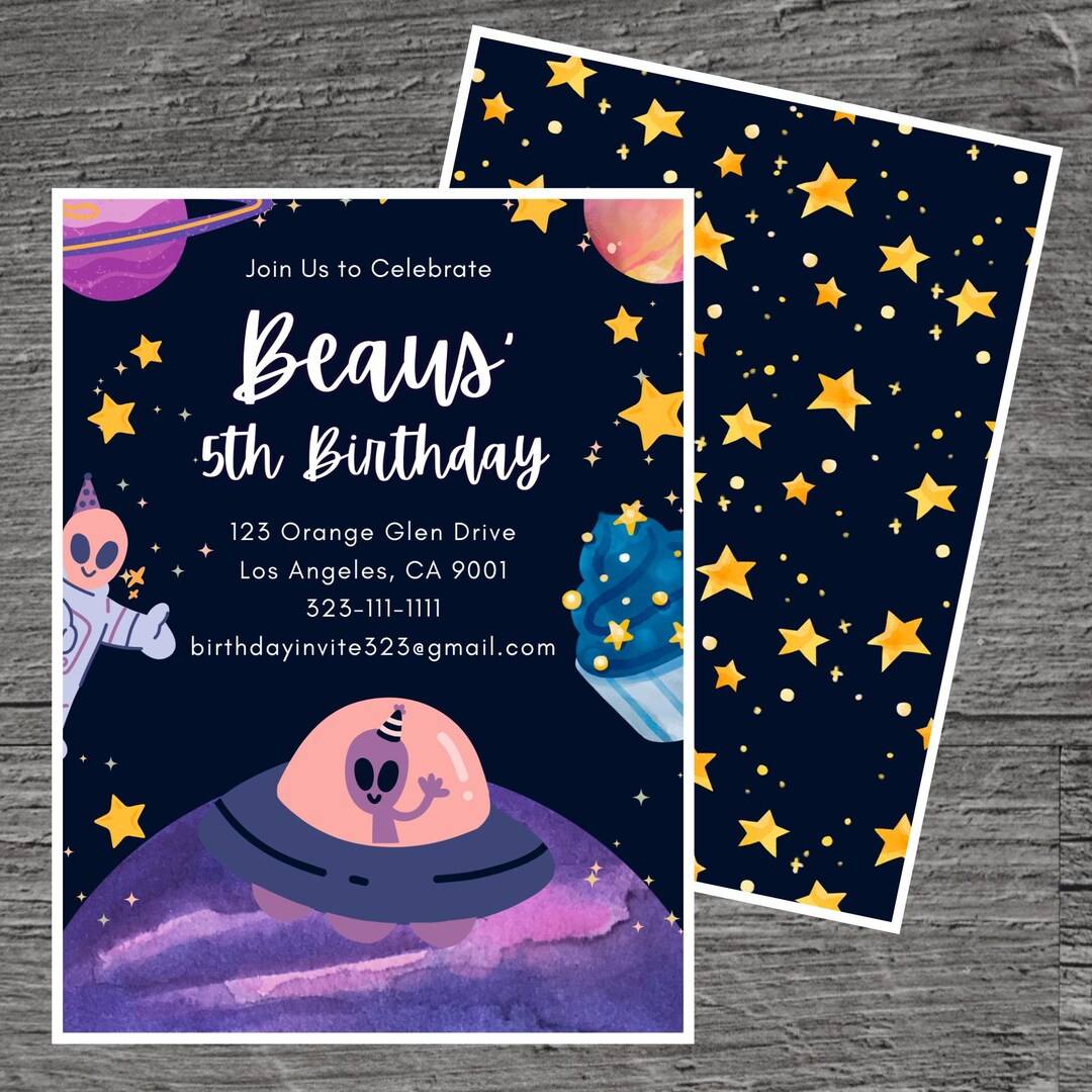 Aliens for Beau Theme Birthday Party Invitation Template, Stranger ...
