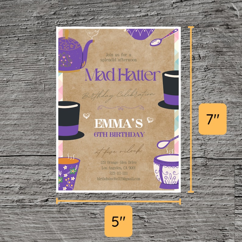 Mad Hatter Theme Birthday Party Invitation, Wonderland Tea Eccentric ...
