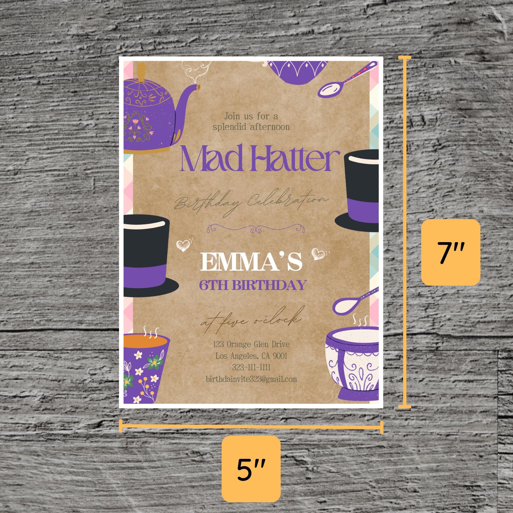 Mad Hatter Theme Birthday Party Invitation, Wonderland Tea Eccentric ...