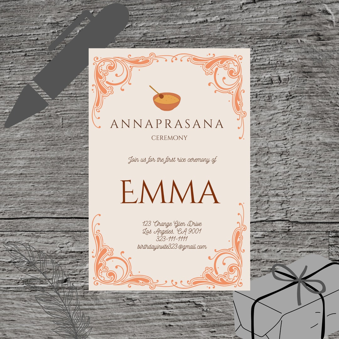 Annaprasana Indian Birthday Party Invitation, Tradition Six Months Baby ...