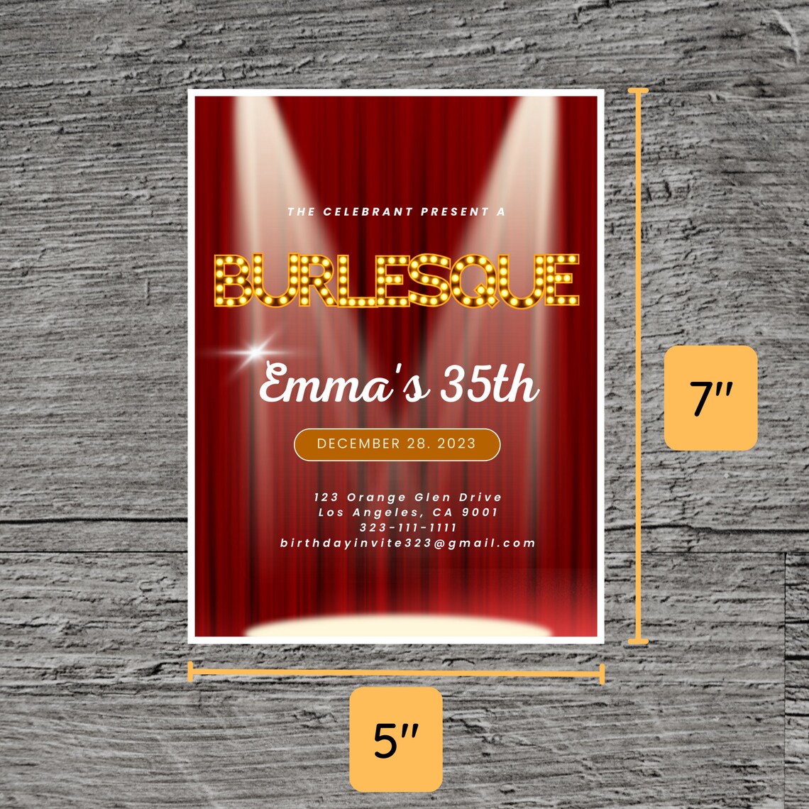 Burlesque Theme Birthday Party Invitation Template, Opera Cabaret Glam ...