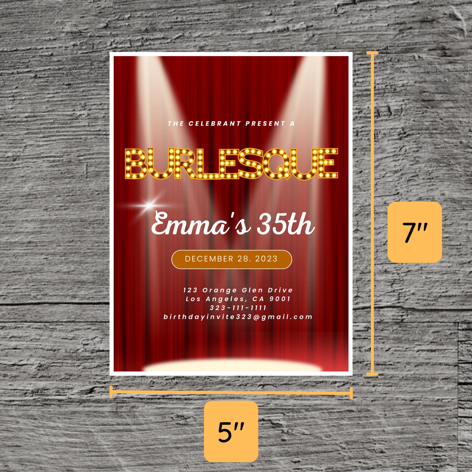 Burlesque Theme Birthday Party Invitation Template, Opera Cabaret Glam ...