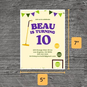 Croquet for Beau Theme Birthday Party Invitation Template, Striker ...