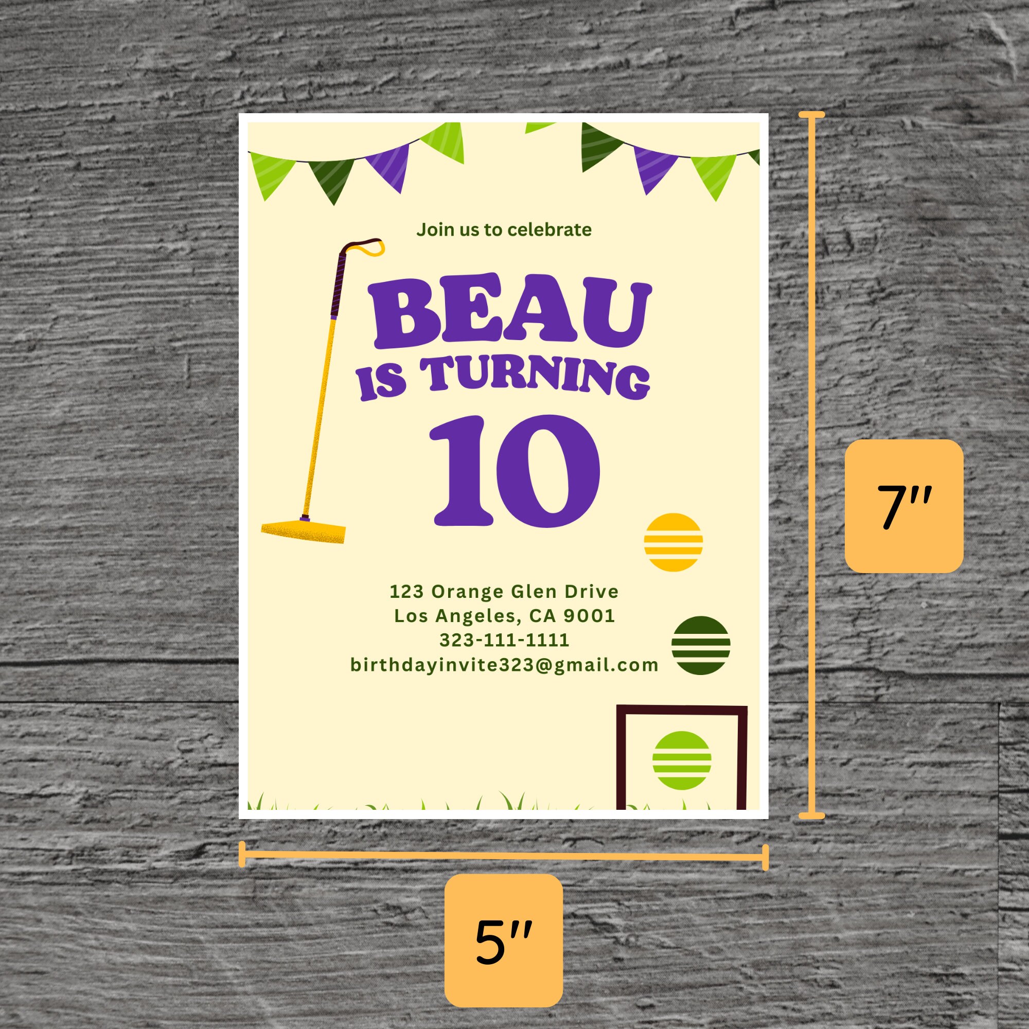 Croquet for Beau Theme Birthday Party Invitation Template, Striker ...