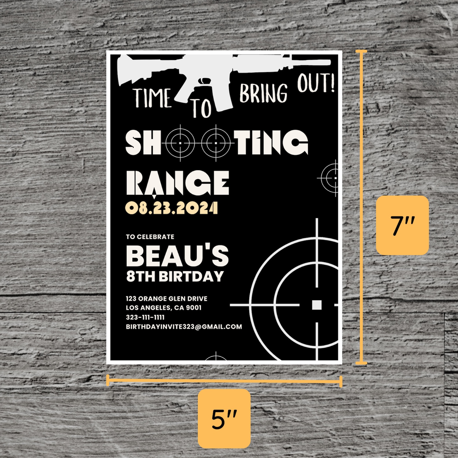 Shooting Range Theme Birthday Party Invitation Template, Archery Rifle ...
