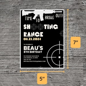 Shooting Range Theme Birthday Party Invitation Template, Archery Rifle ...