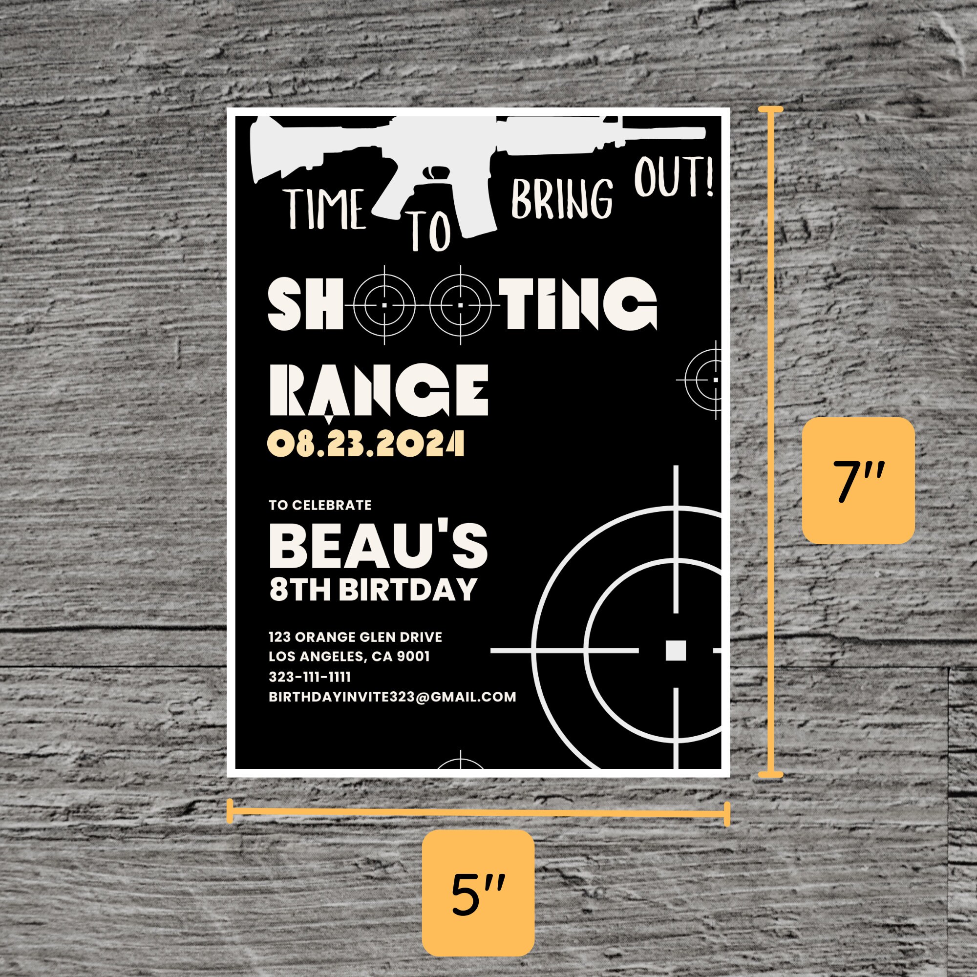 Shooting Range Theme Birthday Party Invitation Template, Archery Rifle ...