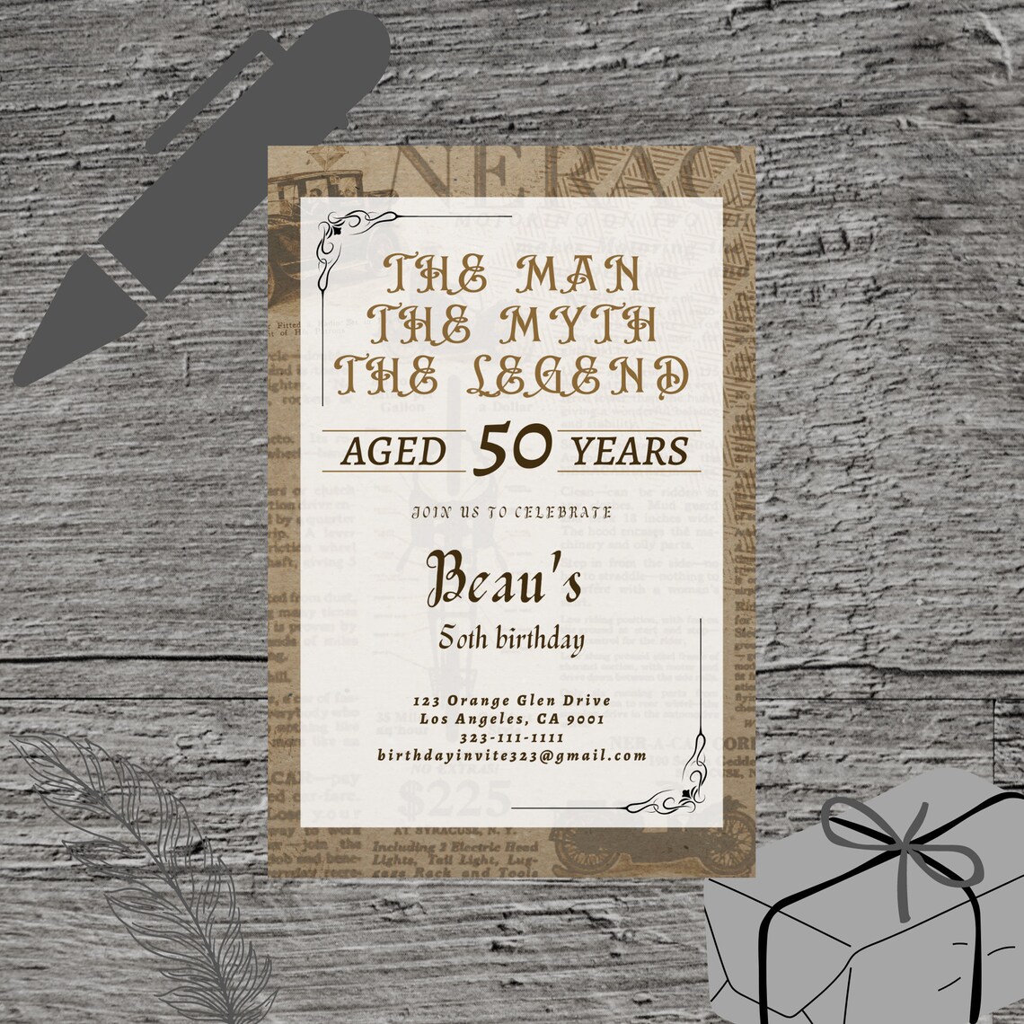 Vintage Old Fashioned Theme Birthday Party Invitation Template ...