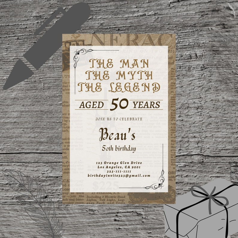 Vintage Old Fashioned Theme Birthday Party Invitation Template ...