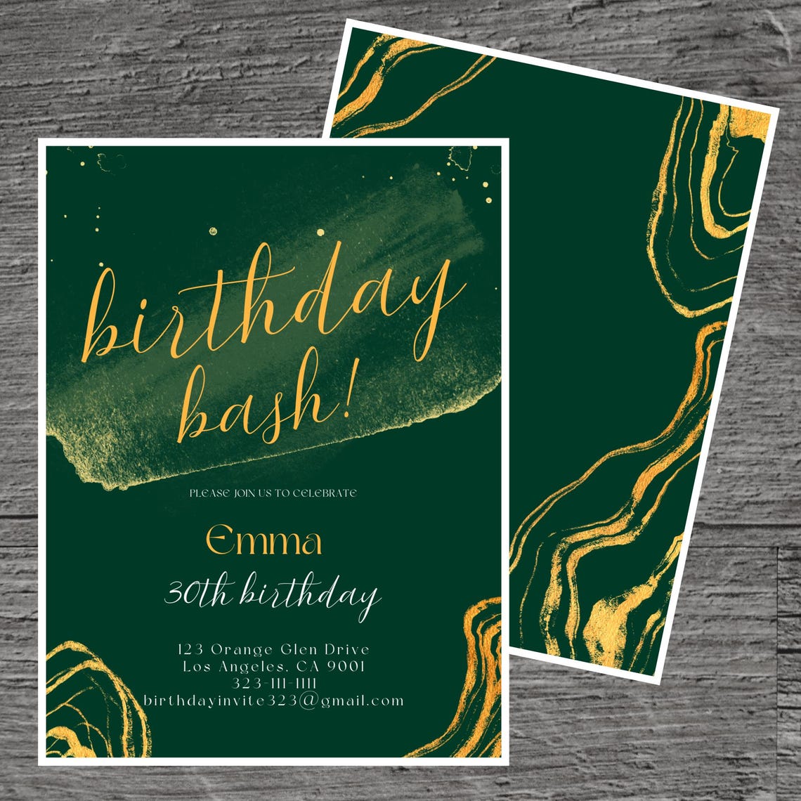 Emerald Birthday for Emma Theme Birthday Party Invitation Template ...