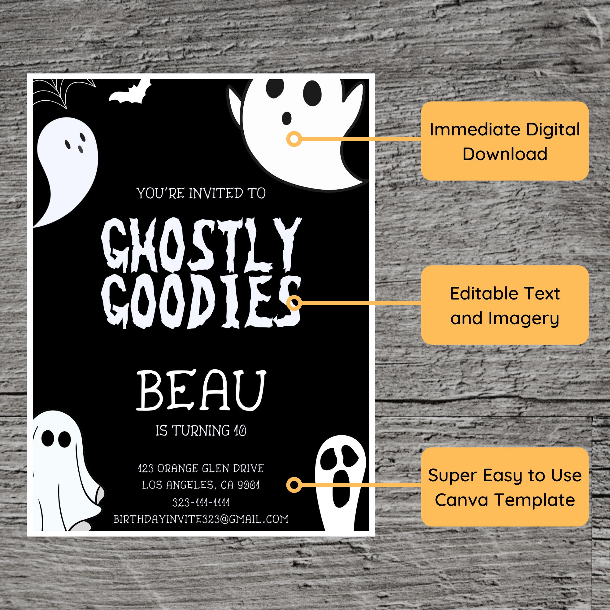 Ghost Theme Birthday Party Invitation Template, Horror Scary Soul Dark ...