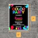 Color Party Theme Birthday Invitation, Dress up in Color, Red Blue ...