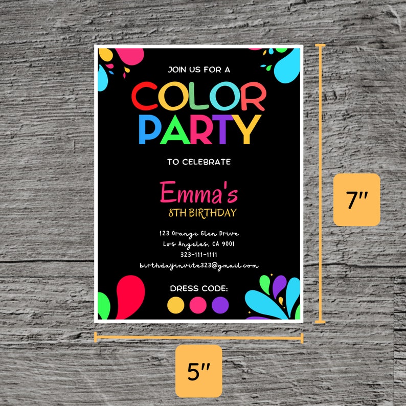 Color Party Theme Birthday Invitation, Dress up in Color, Red Blue ...