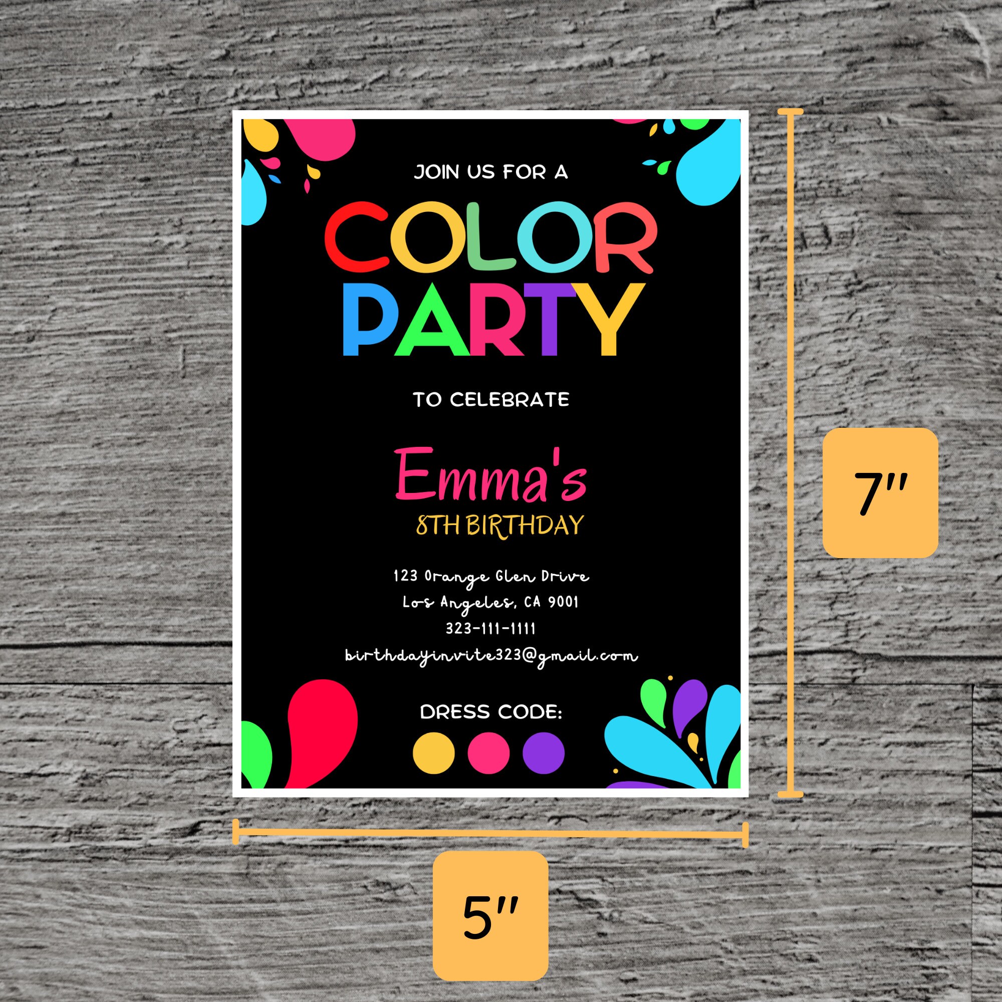 Color Party Theme Birthday Invitation, Dress up in Color, Red Blue ...
