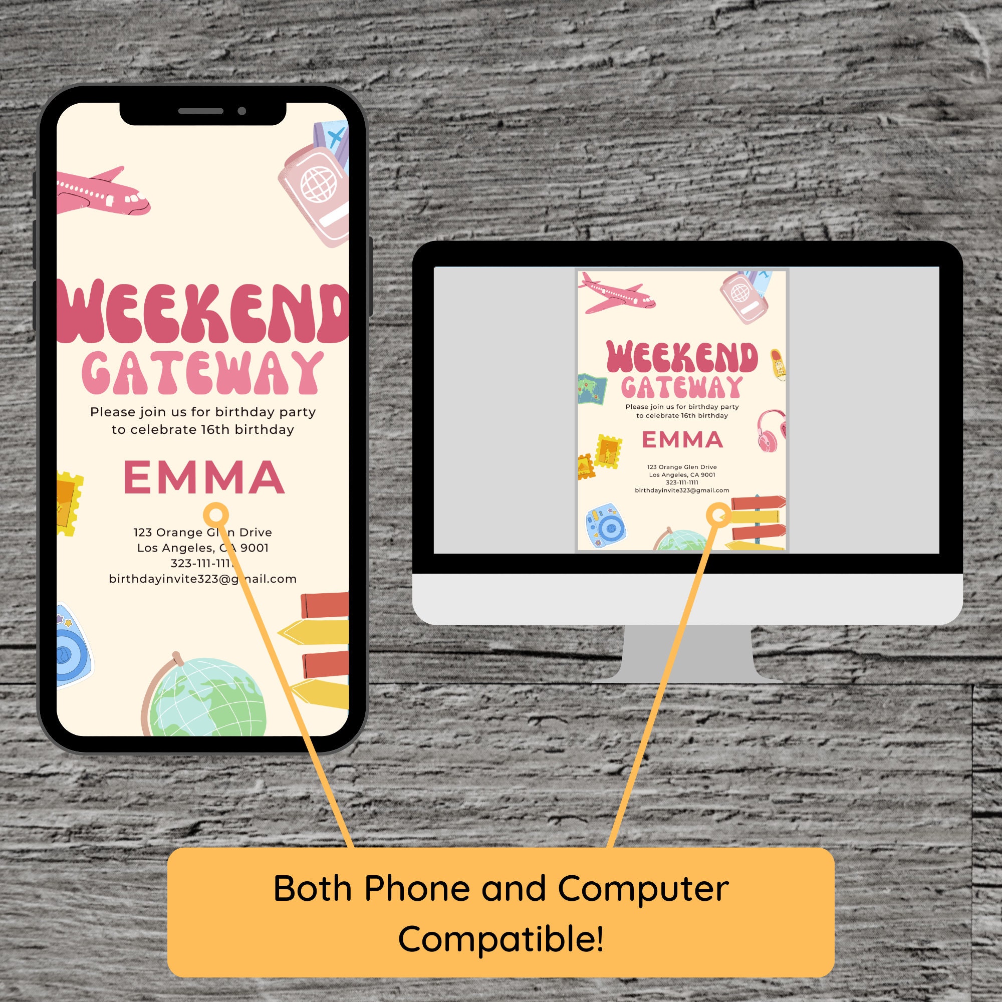 Weekend Getaway Theme Party Invitation, Escape Vacation Adventure Break ...