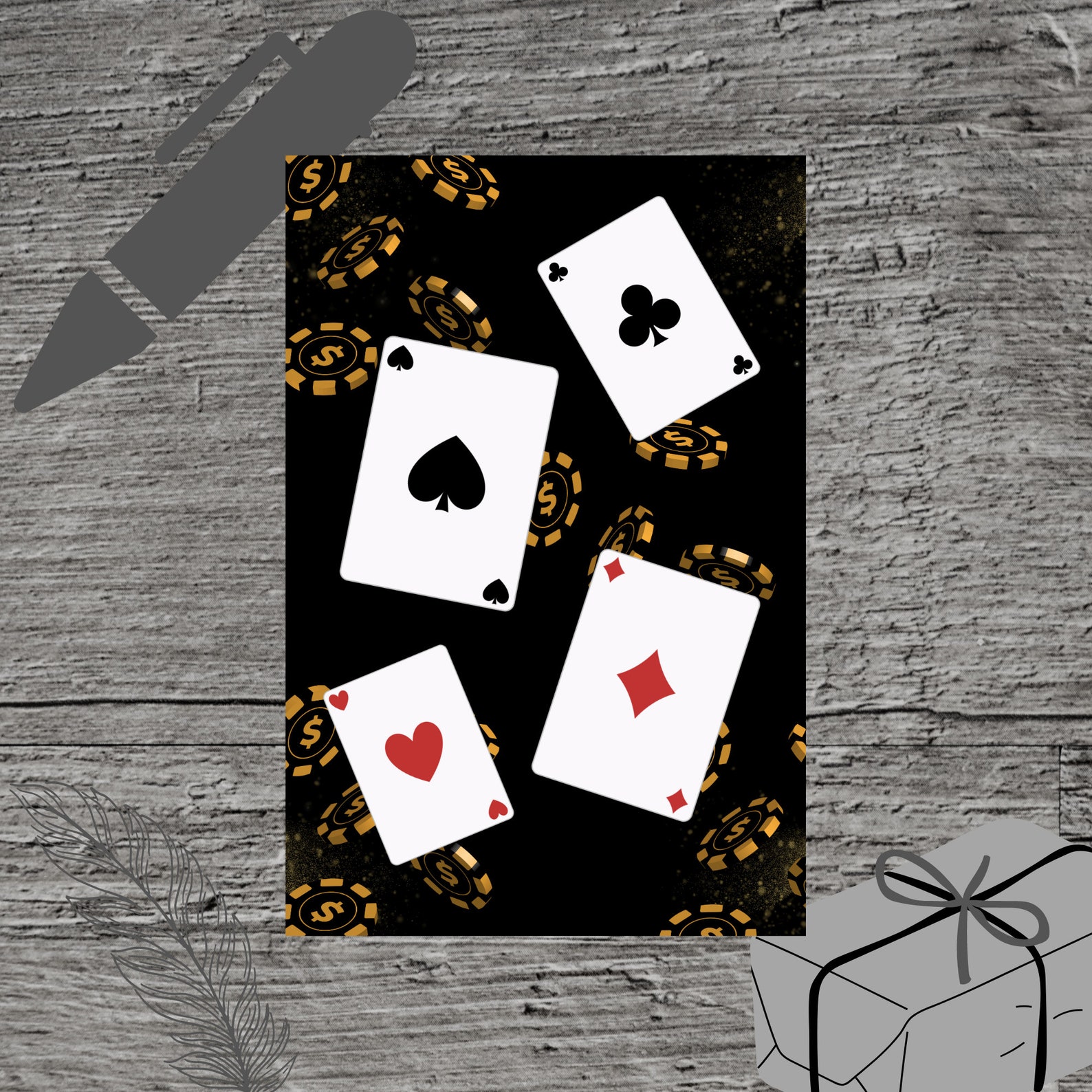 Casino Night Theme Birthday Party Invitation, Poker Cards Vegas Gamble ...