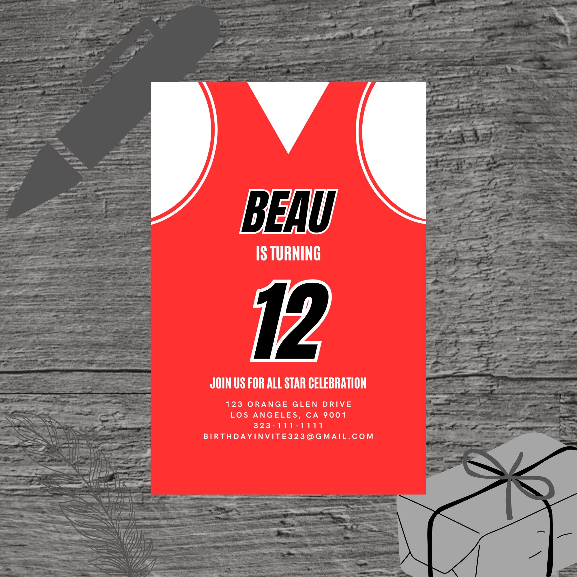 Sports Jersey for Beau Theme Birthday Party Invitation Template, All ...