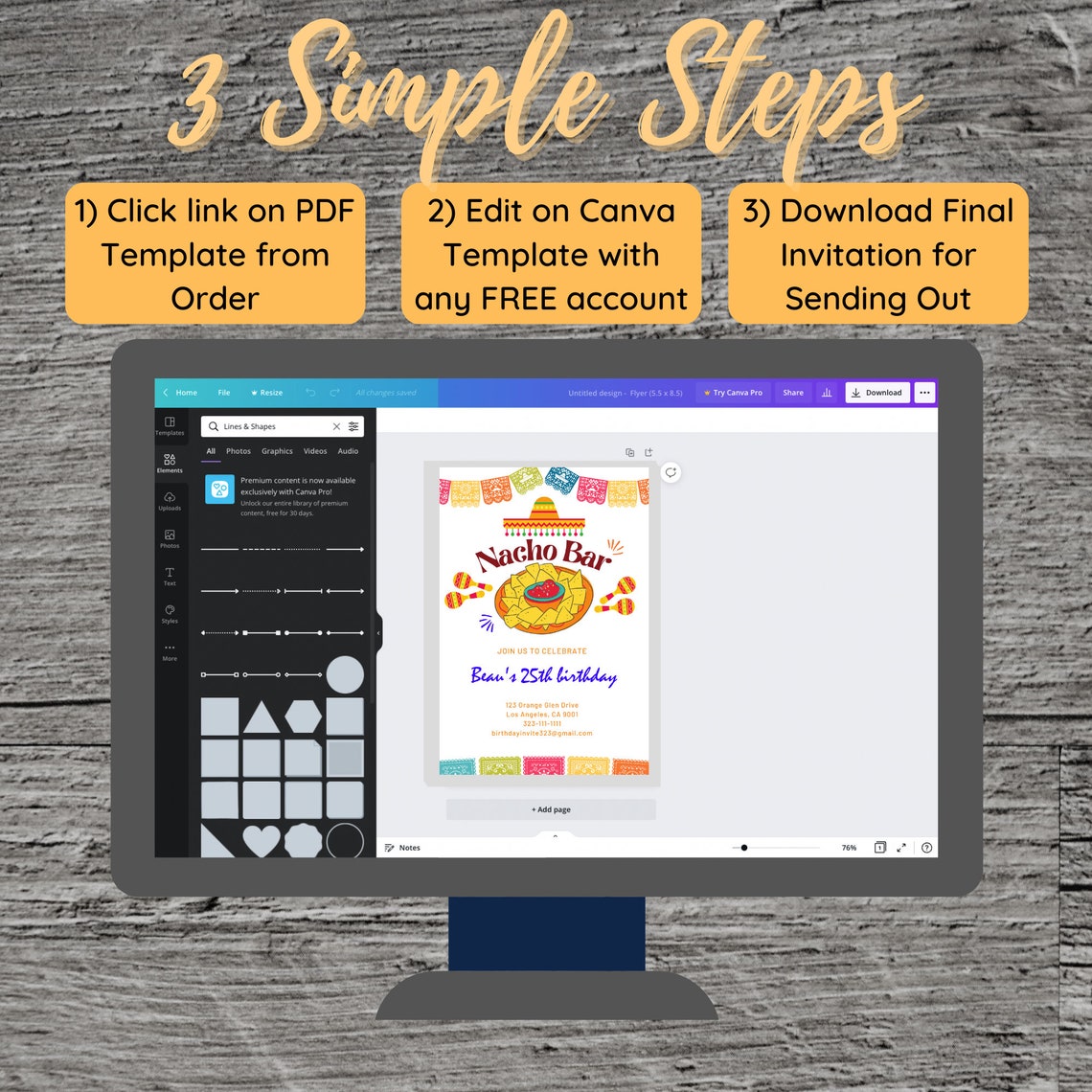 Nacho Bar Birthday Party Invitation, Chips Salsa Cheese Beans Onions ...