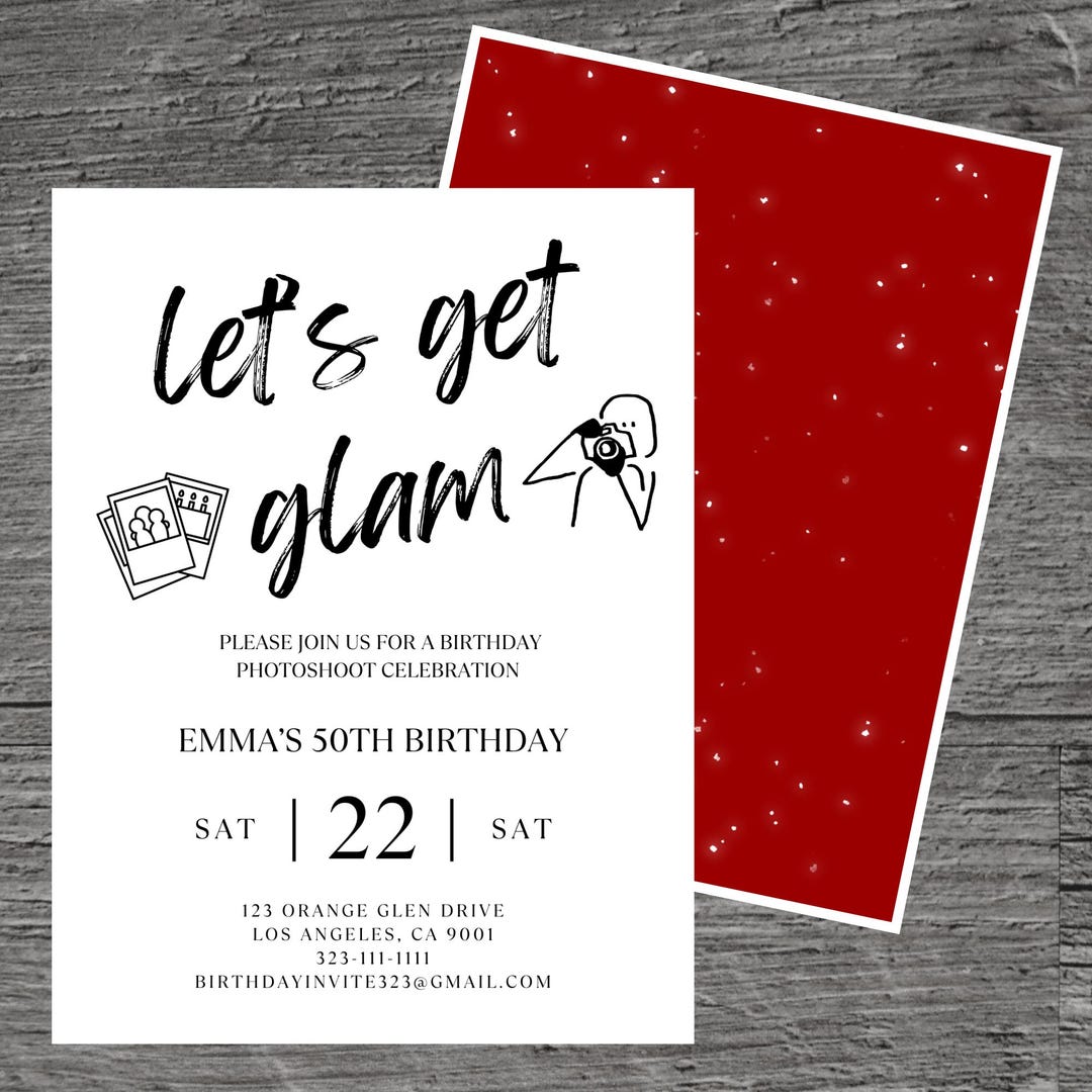 Photoshoot for Emma Theme Birthday Party Invitation Template, Camera ...