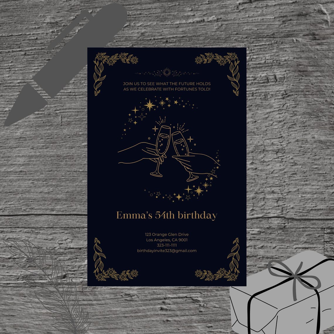 Psychic Telling for Emma Theme Birthday Party Invitation Template, Palm ...