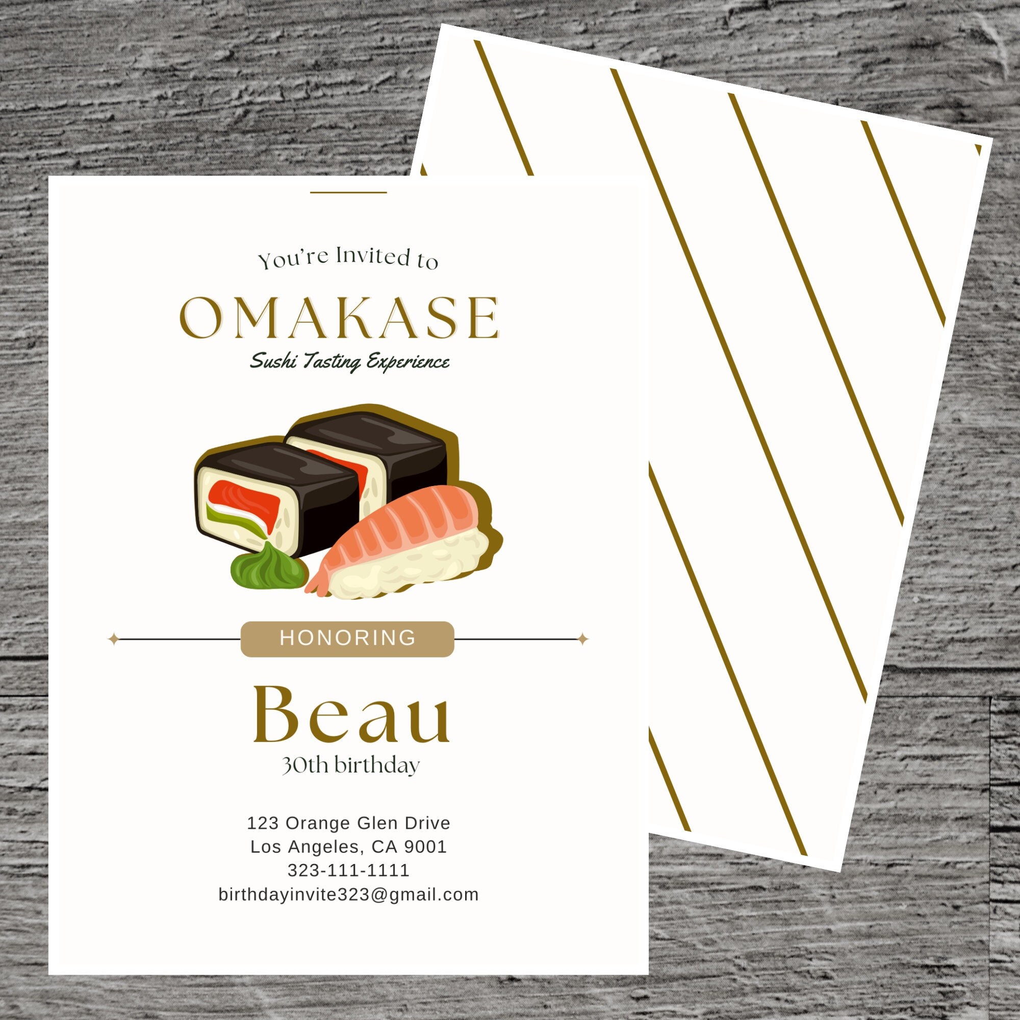 Omakase Theme Birthday Party Invitation Template, Sushi Japanese Tuna ...