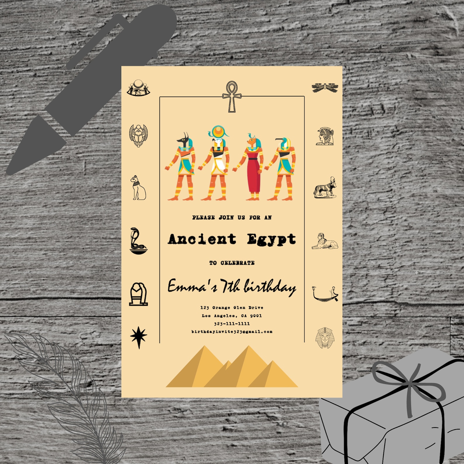 Ancient Egypt Theme Birthday Party Invitation, Pharaoh Mummy Africa ...