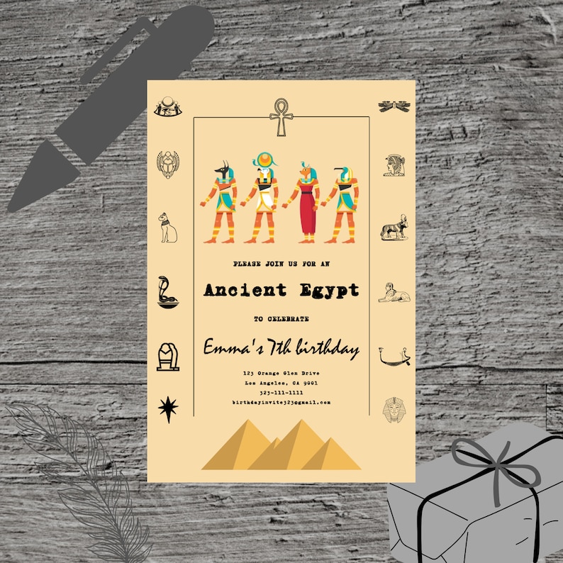 Ancient Egypt Theme Birthday Party Invitation, Pharaoh Mummy Africa ...