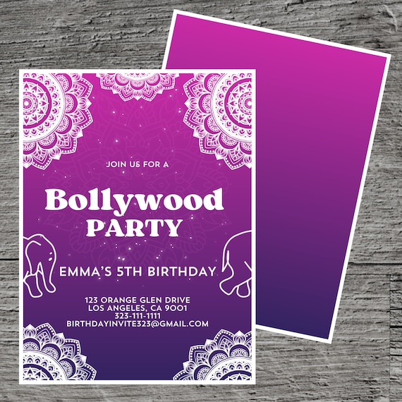 Bollywood Theme Party Invitations Rajasthani Theme Birthday Party