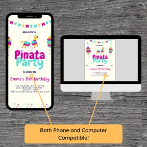 Pinata for Emma Theme Birthday Party Invitation Template, Hit and ...