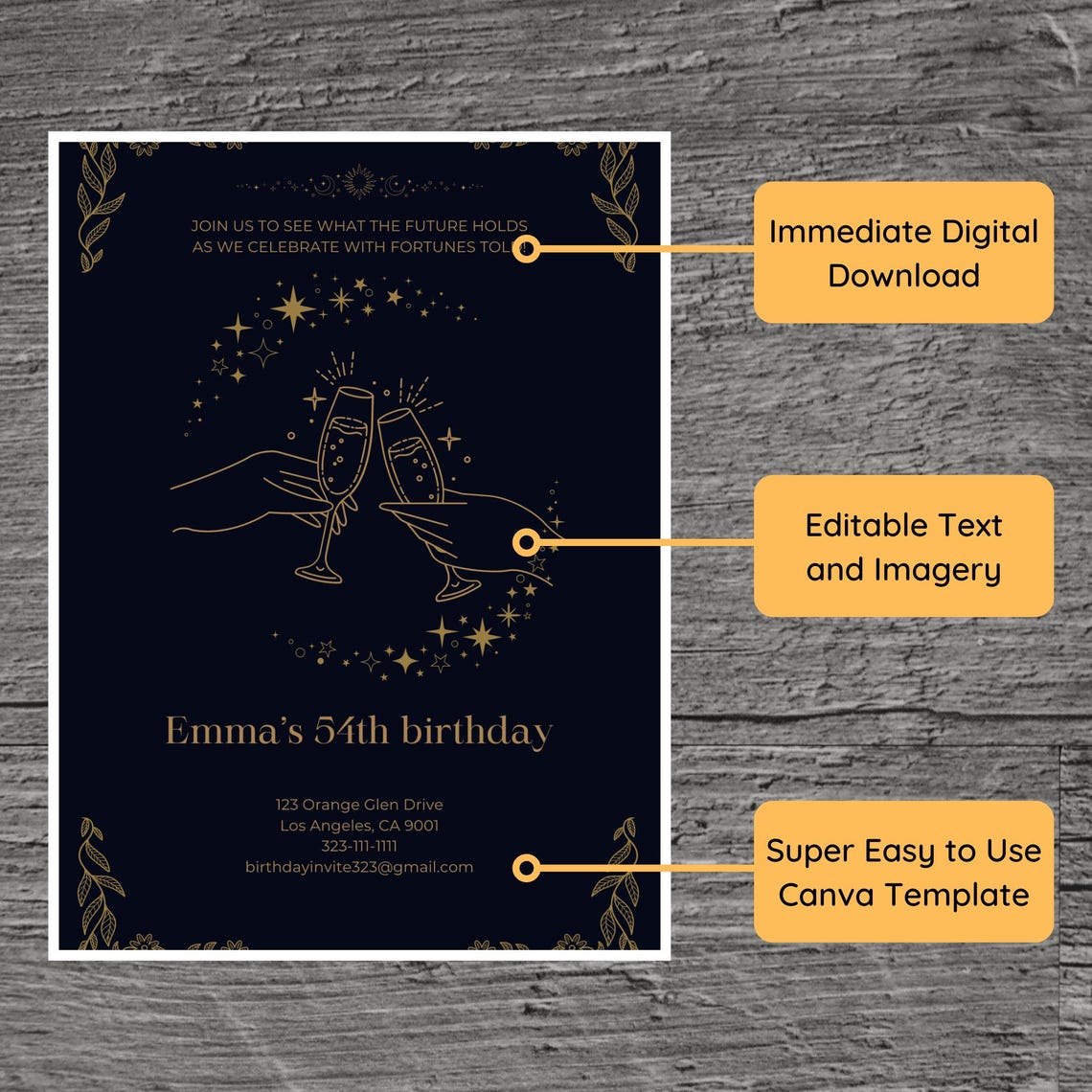 Psychic Telling for Emma Theme Birthday Party Invitation Template, Palm ...