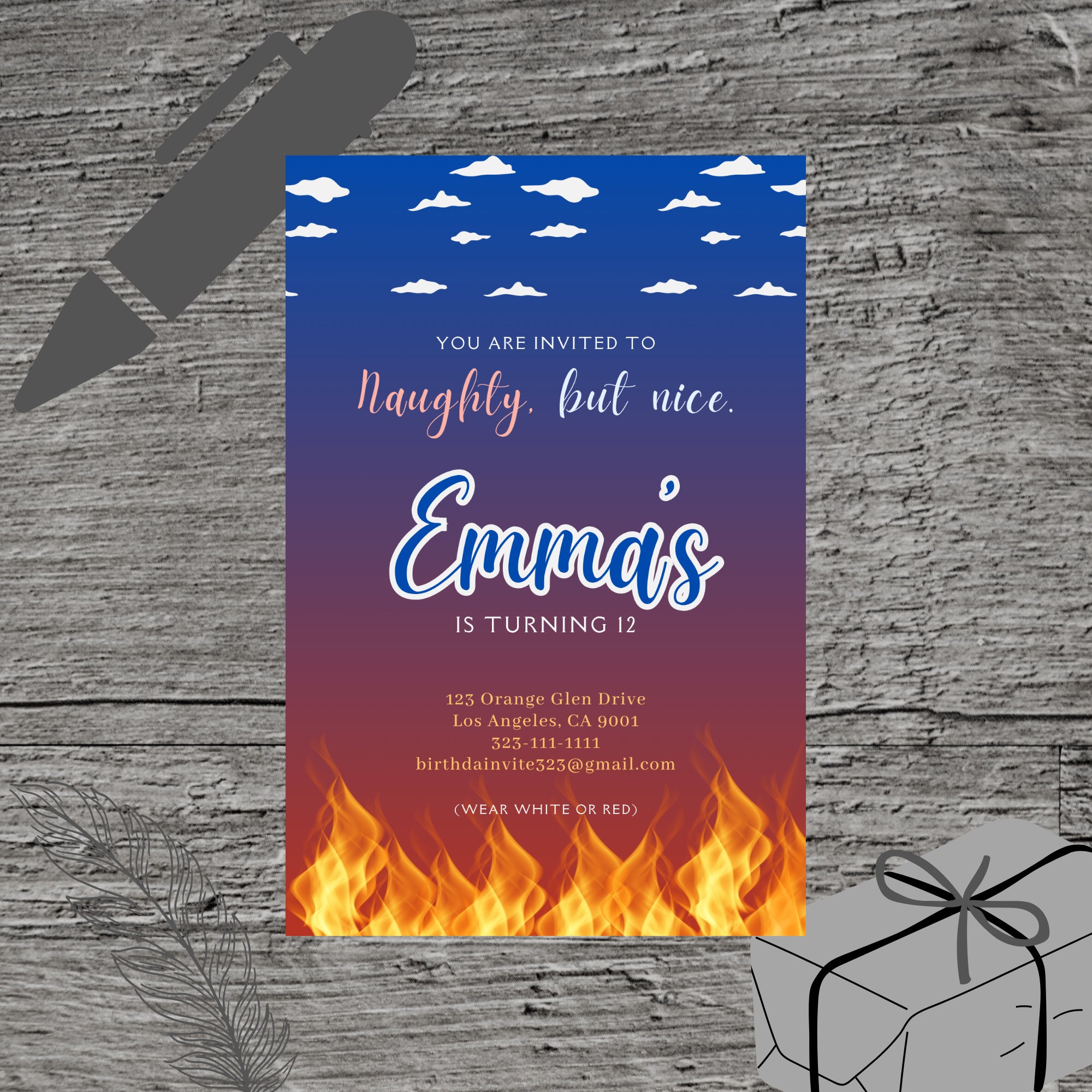 Heaven and Hell Theme Birthday Party Invitation, Afterlife Underworld ...