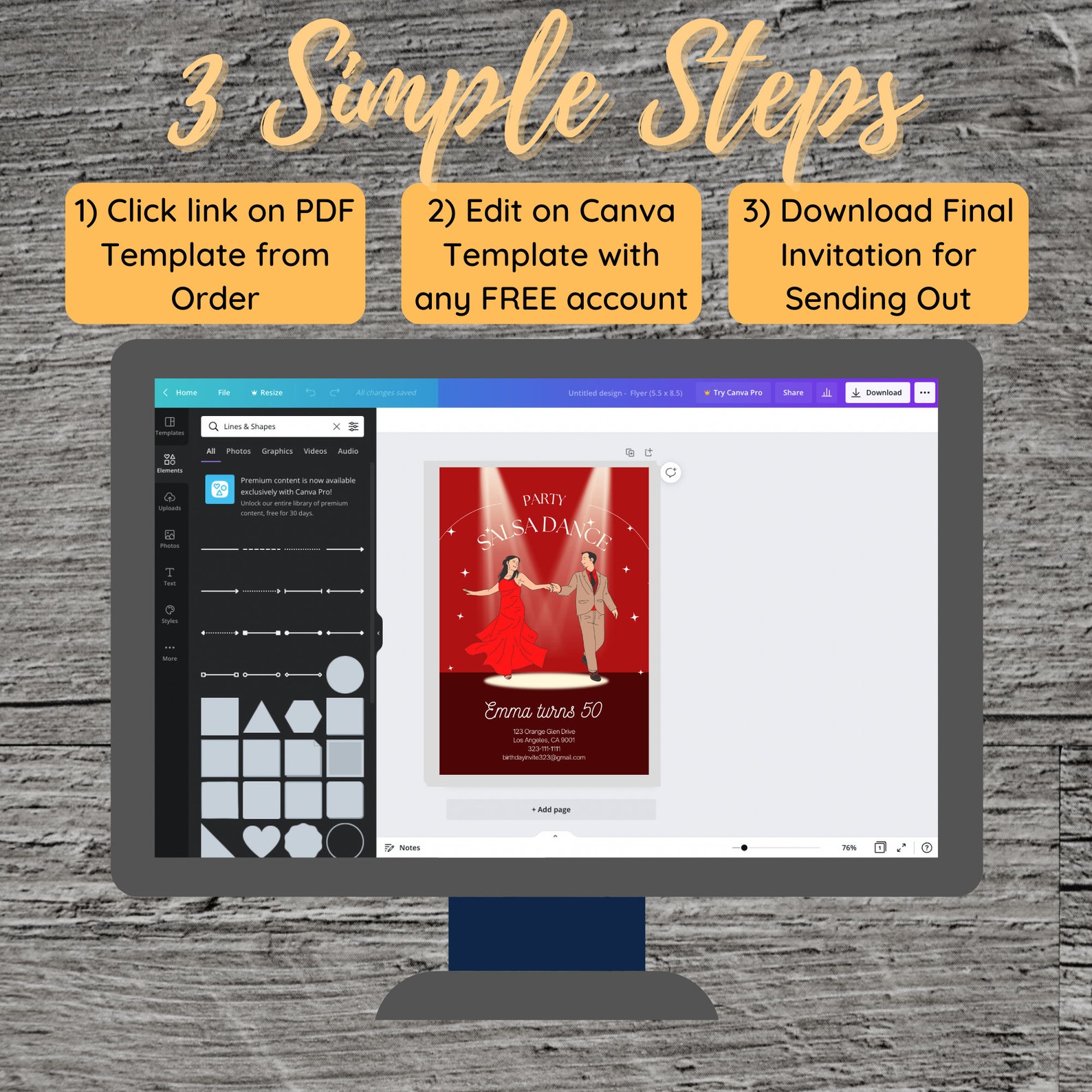 Salsa Dance Theme Birthday Party Invitation, Dancing Spanish Latina ...