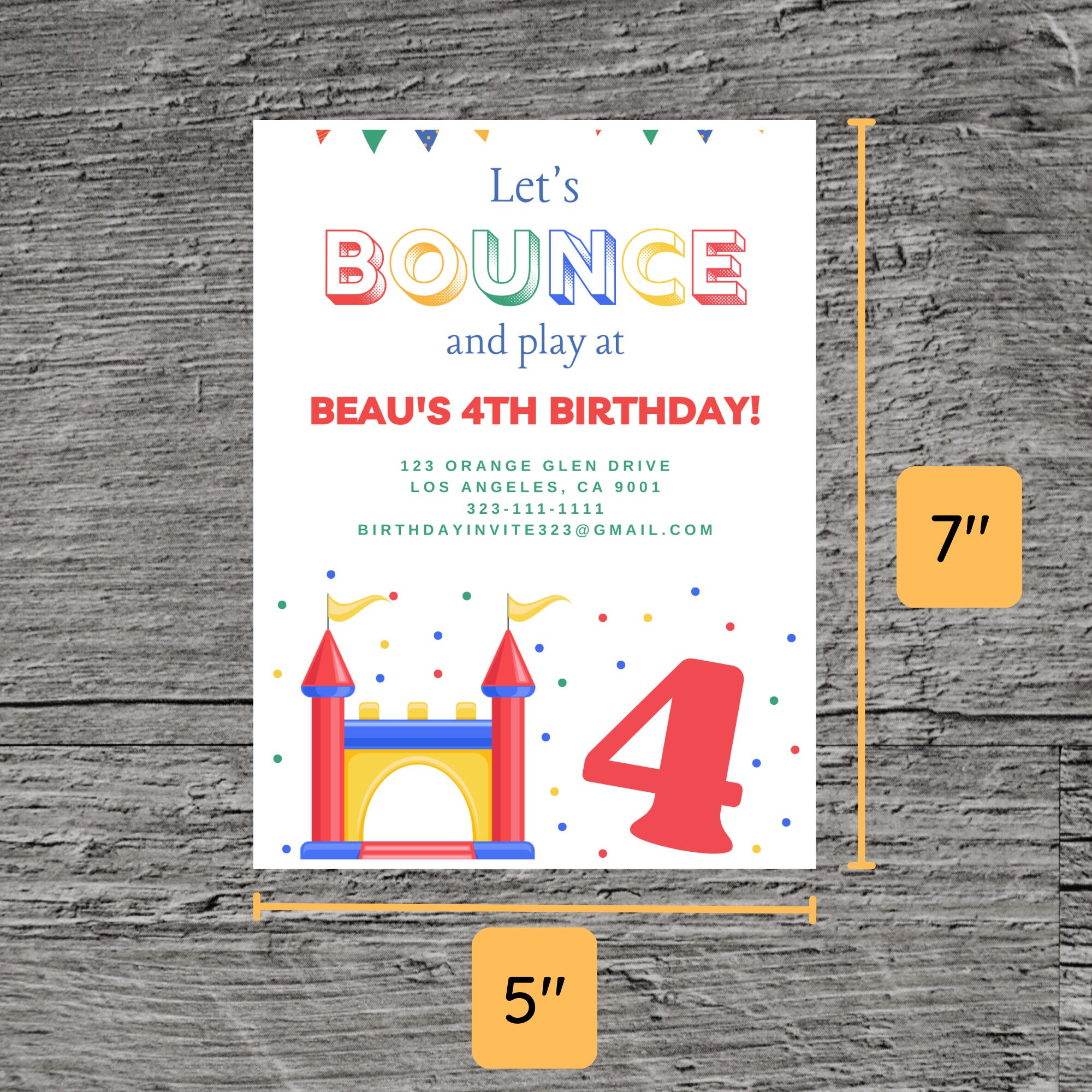 Bouncy House Theme Birthday Party Invitation, Bounce Inflatable Jump ...