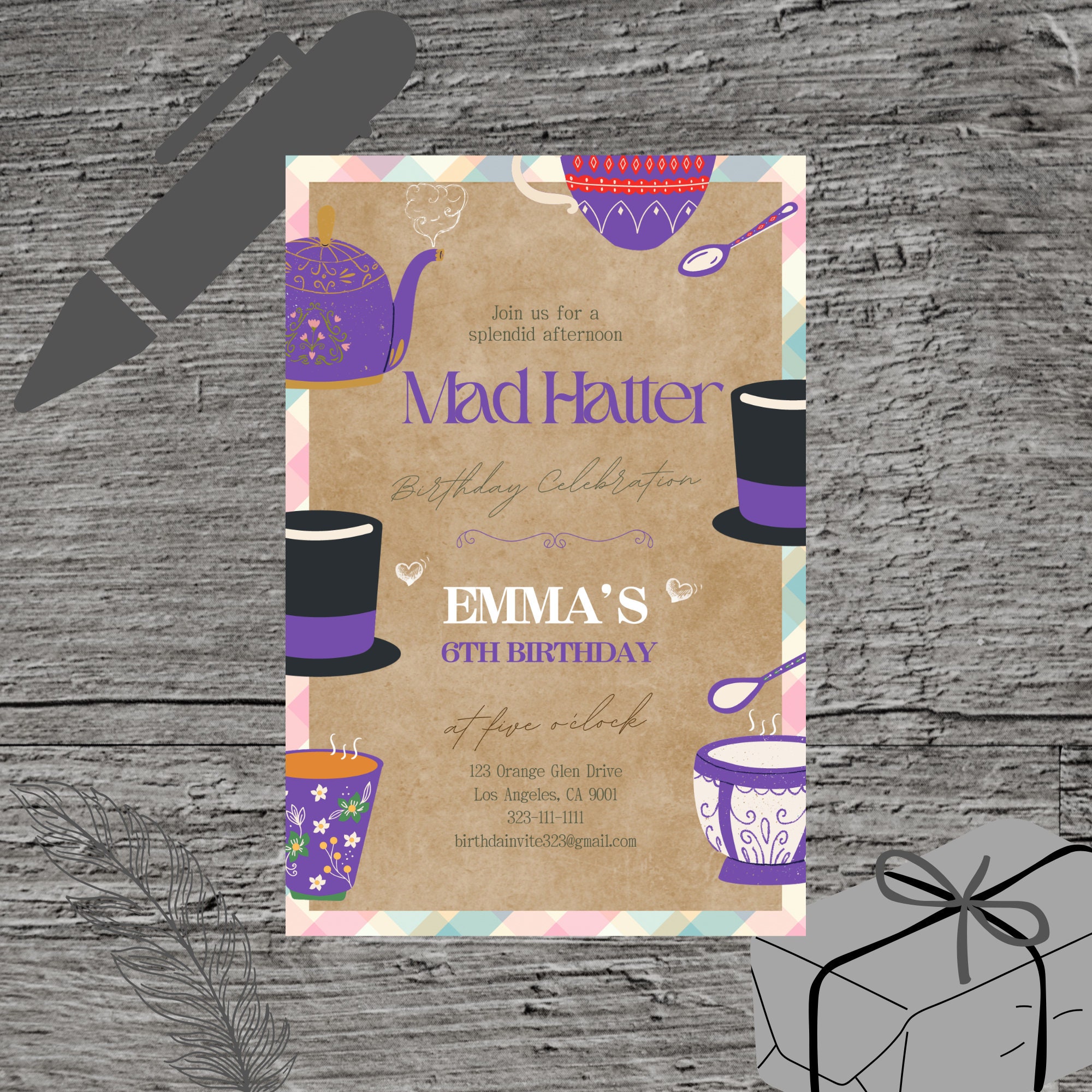 Mad Hatter Theme Birthday Party Invitation, Wonderland Tea Eccentric ...