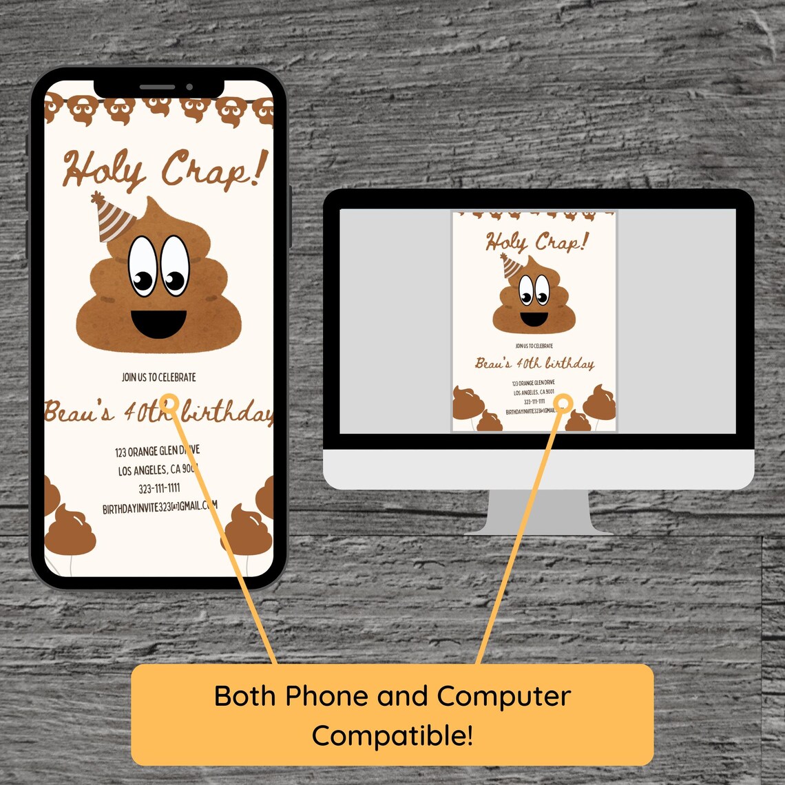 Holy Crap "poop Emoji" for Beau Theme Birthday Party Invitation ...