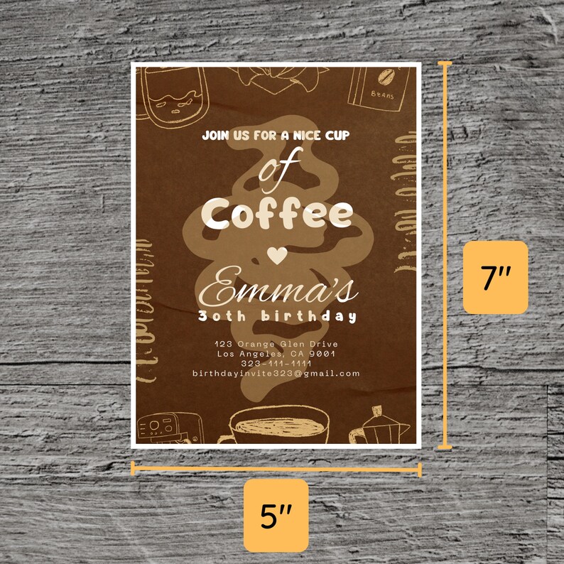 Coffee Theme Birthday Party Invitation Template, Cappuccino Caffeine ...