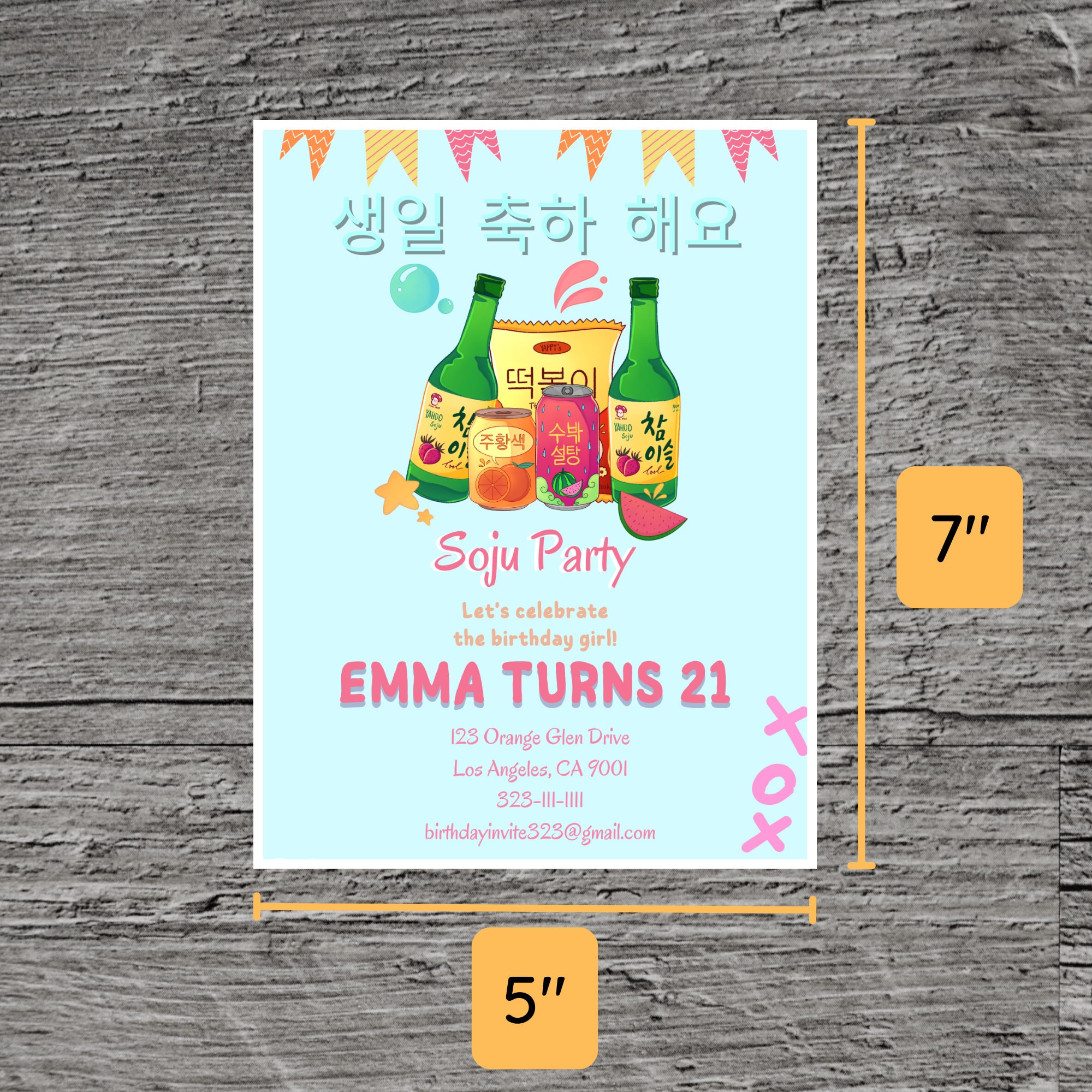 Soju Drink Birthday Party Invitation, Menu Asian Dinner Korean Food ...