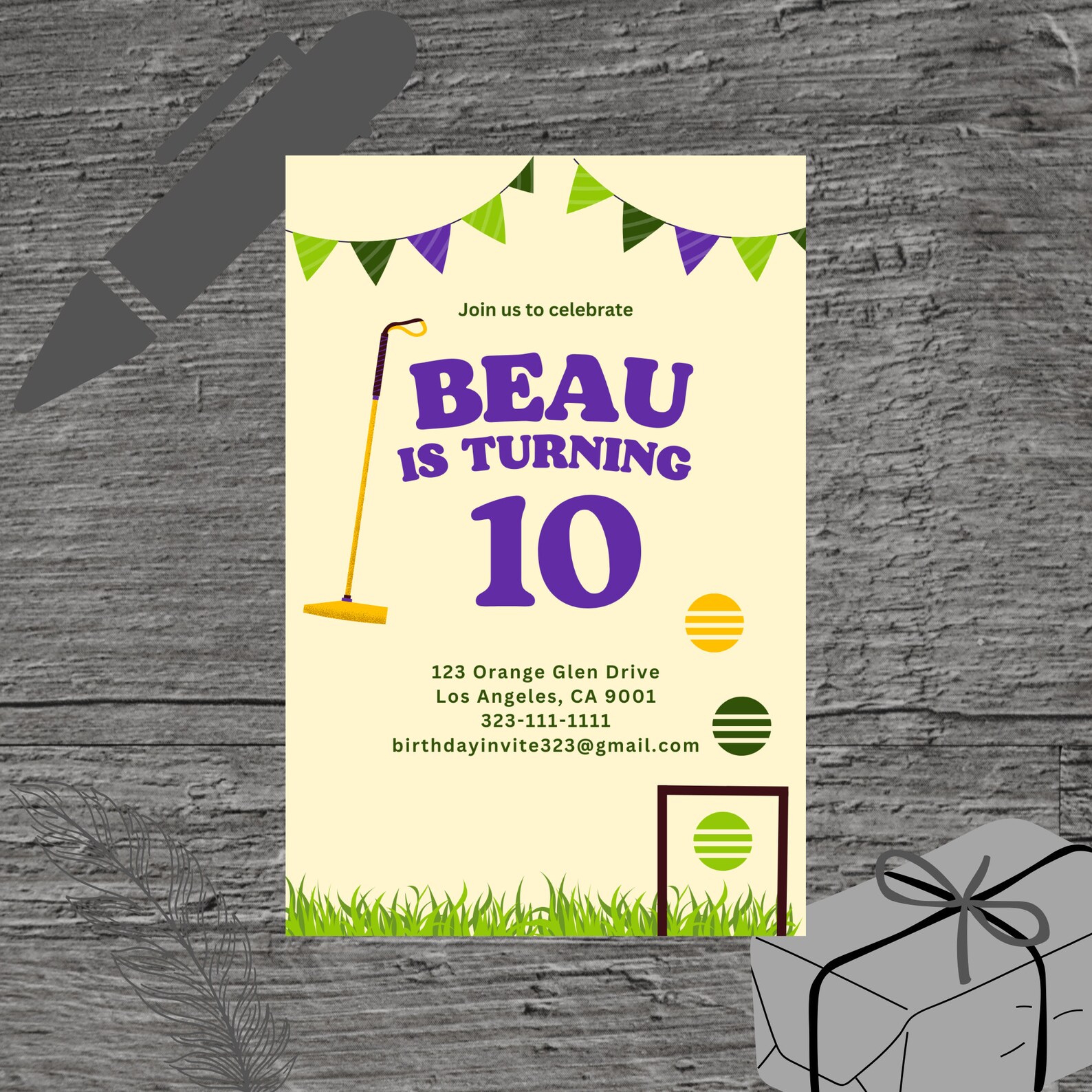Croquet for Beau Theme Birthday Party Invitation Template, Striker ...