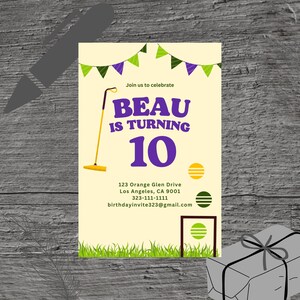 Croquet for Beau Theme Birthday Party Invitation Template, Striker ...