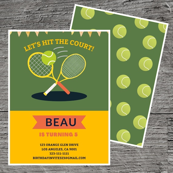 Tennis Theme Birthday Party Invitation Template Racquet Net - Etsy