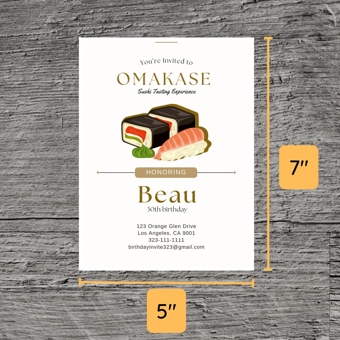 Omakase Theme Birthday Party Invitation Template, Sushi Japanese Tuna ...