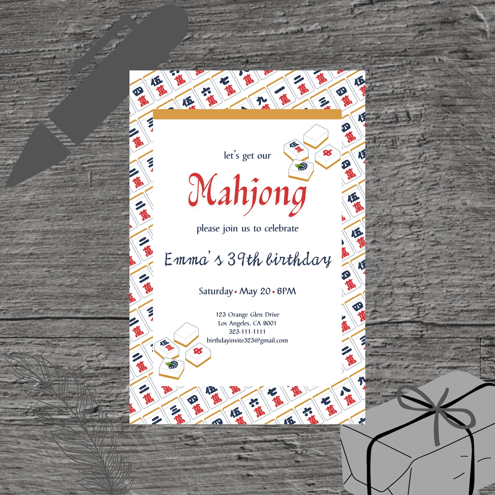 Mahjong for Emma Theme Birthday Party Invitation Template, Matchin ...