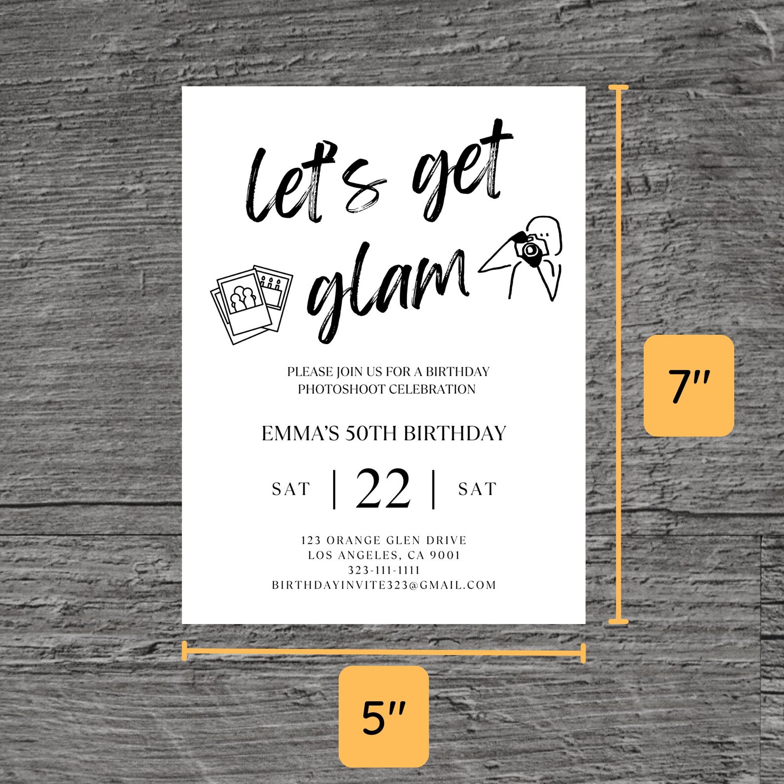 Photoshoot for Emma Theme Birthday Party Invitation Template, Camera ...