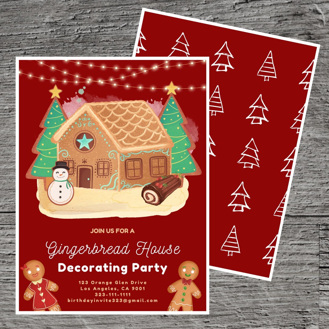 Gingerbread House Decorating Party Invitation, Holiday Festivities ...