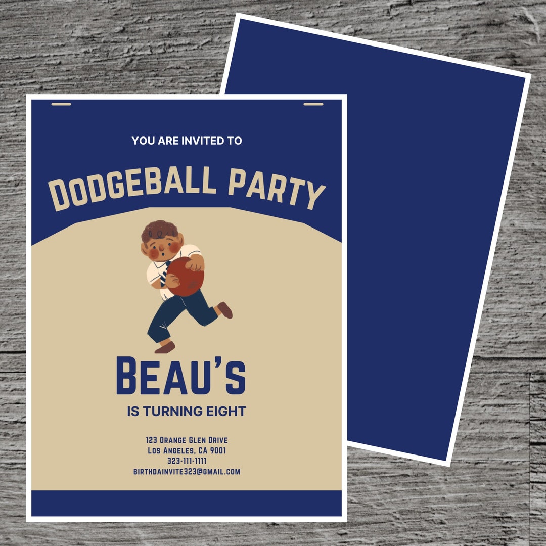 Dodgeball Theme Birthday Party Invitation Template, Sports Basketball ...