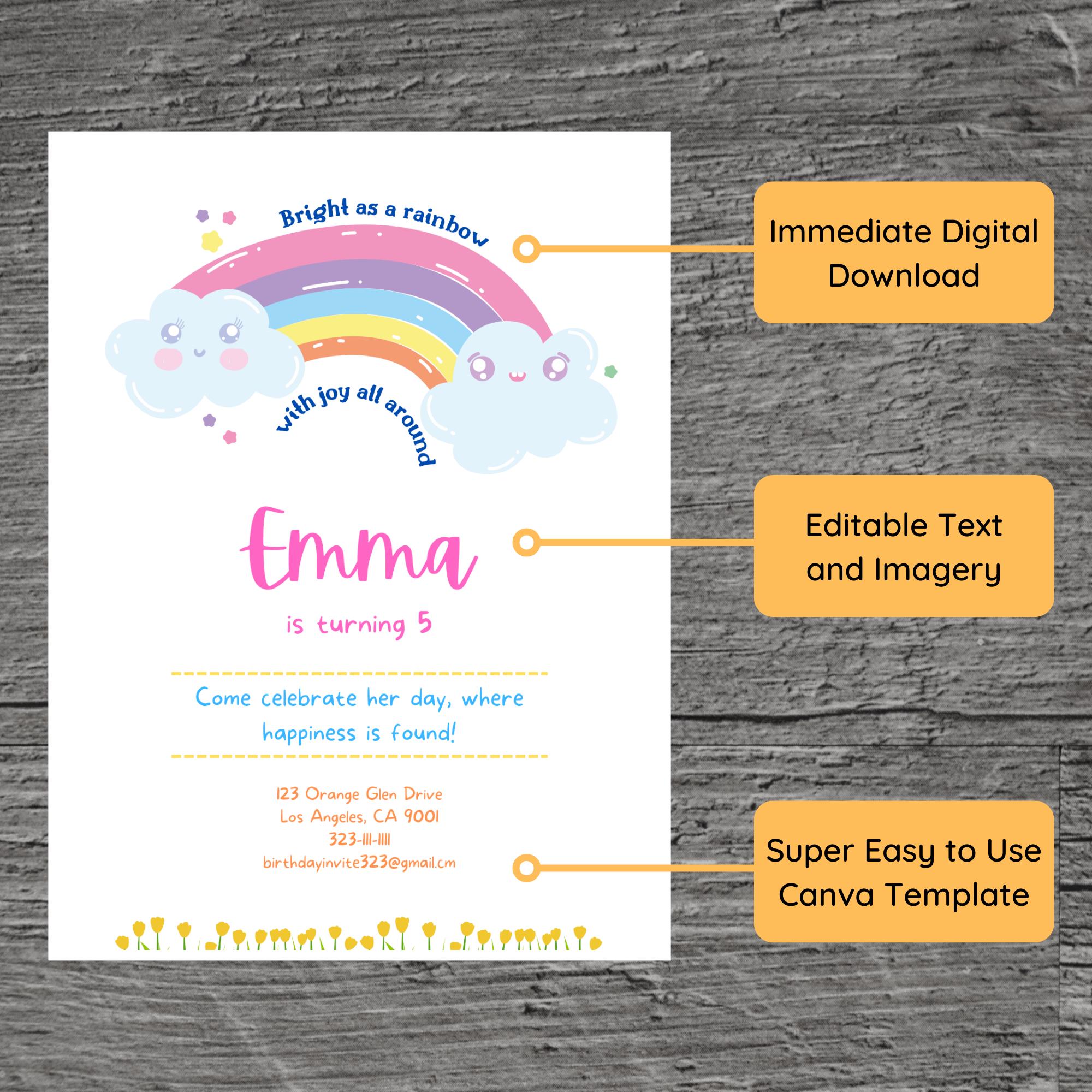 Poetry for Emma Theme Birthday Party Invitation Template, Alliteration ...