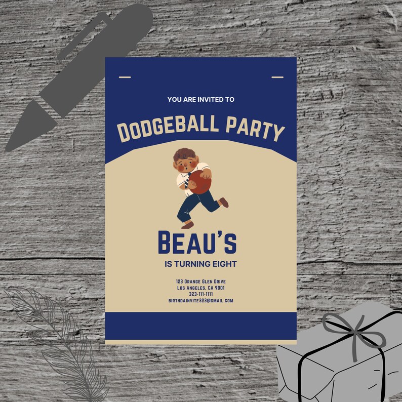 Dodgeball Theme Birthday Party Invitation Template, Sports Basketball ...